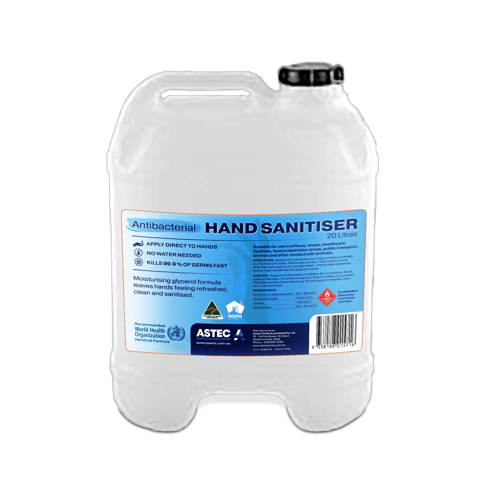 Australian Made Hand Sanitiser - 80% Alcohol Gel (Refill) 20 Ltr ...